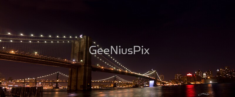 "Brooklyn Bridge Waterfall" by GeeNiusPix | Redbubble