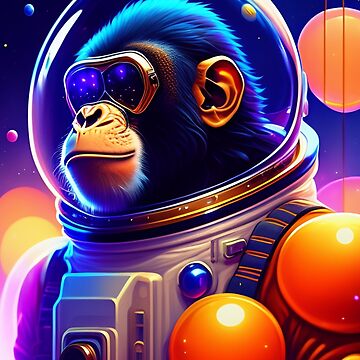 "Cool astronaut ape illustration in the space, colorful vibrant gorilla monkey digital art 22 ...