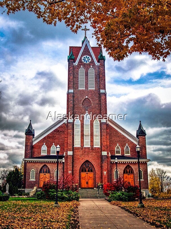 "Red Brick Church" Framed Prints by Alaskandreamer | Redbubble