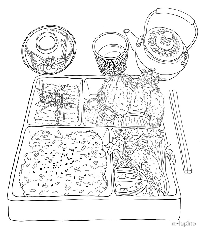 "Japanese Bento Box - Line Art" by m-lapino | Redbubble