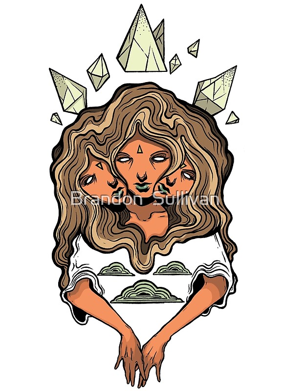 "AdmicVoid Three headed lady design Red/Orange" by Brandon Sullivan ...