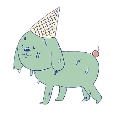 "Melting ice cream dog cartoon" Sticker for Sale by SaraEgg | Redbubble