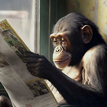 "chimpanzee reading a newspaper" Art Board Print for Sale by ...