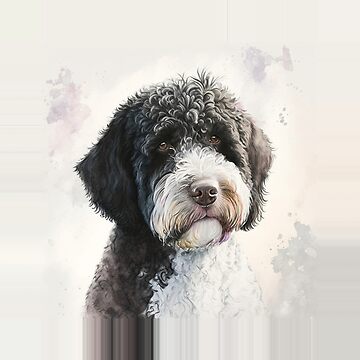 "Portuguese Water Dog in Watercolor Illustration" Sticker for Sale by ...
