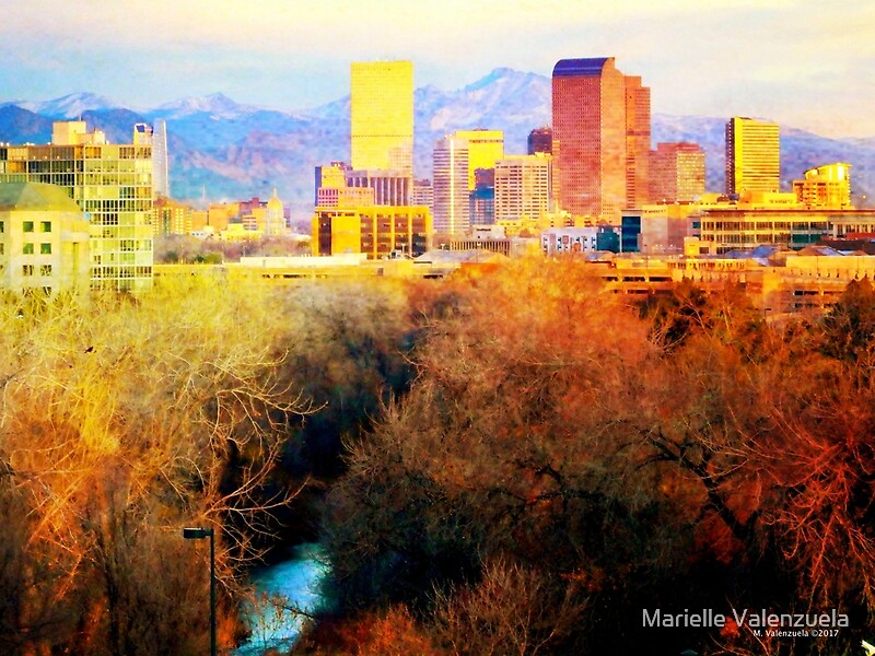 "Cherry Creek Denver Sunrise with Rockies Framing City" by Marielle ...