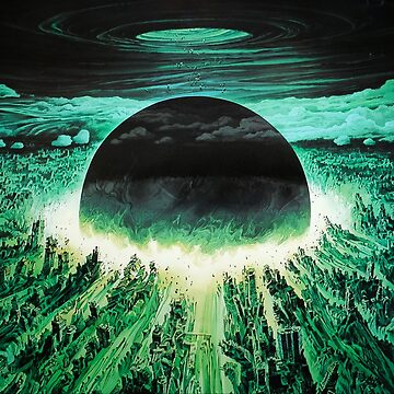 "Akira cyberpunk city explosion poster b1 green" Poster for Sale by ...