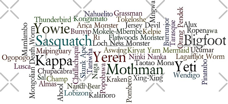 "Cryptid Word Collage" by Tiffany Bailey | Redbubble