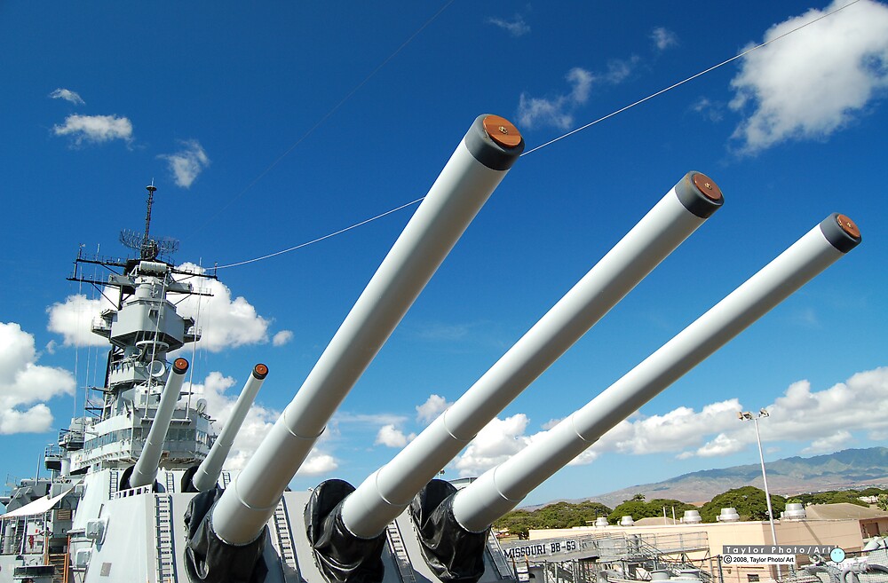 "USS Missouri 16-inch guns" by Greg Kolio Taylor | Redbubble