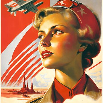 "Soviet union communist russian woman poster" Greeting Card for Sale by ...