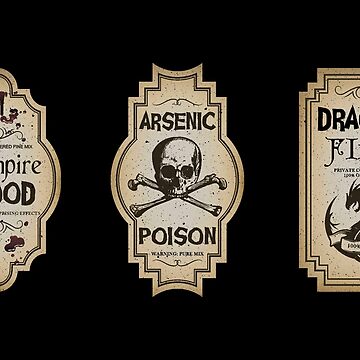 "Apothecary Label Sticker Set - Vampire Blood, Arsenic, Dragon Fire ...