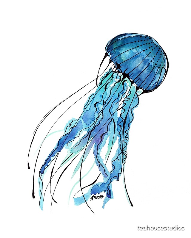 "Blue Jellyfish " by teahousestudios | Redbubble