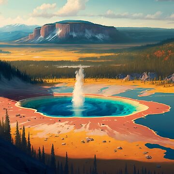 "Yellowstone National Park 11 | Colorful Cartoon Landmarks Landscapes ...