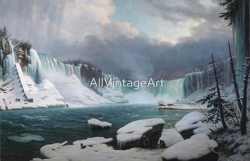 "Vintage Hippolyte Sebron Cutes Du Niagara En Hiver 1853 Fine Art" by ...
