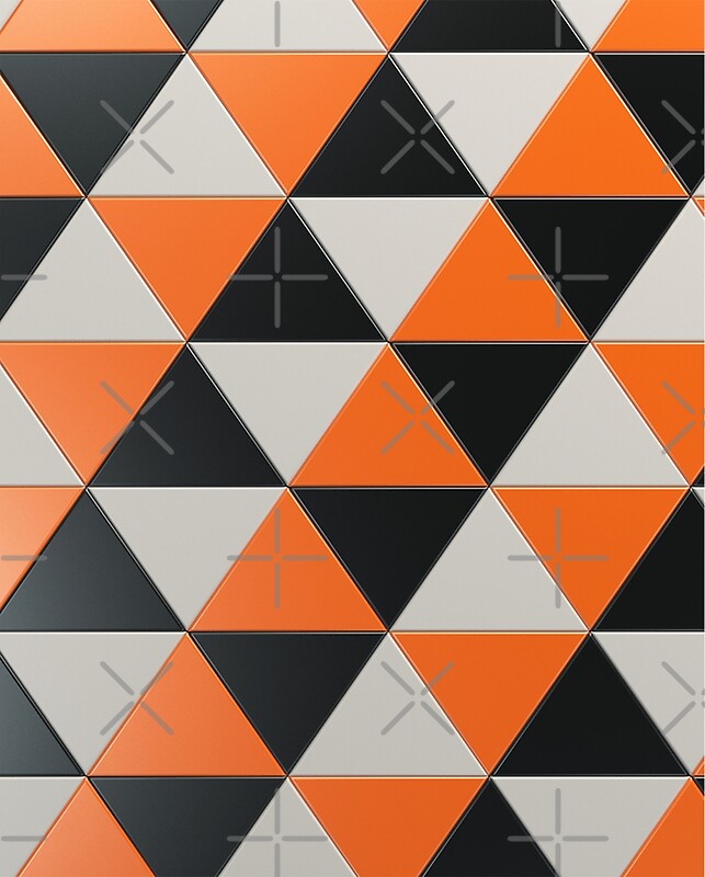 "Black, White & Orange 3D Triangle Prisms" by leen12 | Redbubble