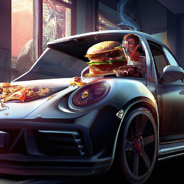 "Porsche 911 Burger at the wheel" Sticker by Wellou | Redbubble