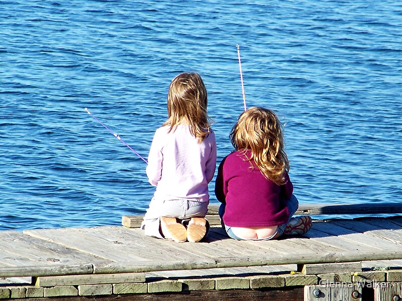 "Little Girls Fishing" by Glenna Walker | Redbubble