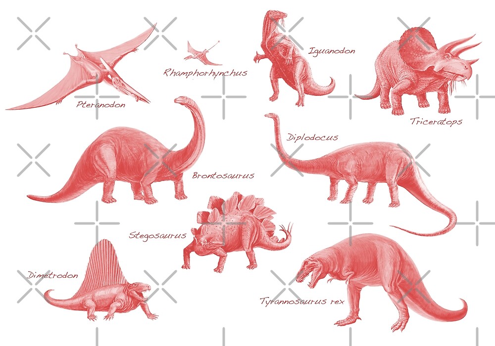 "Dinosaur montage - Pink" by David Roland | Redbubble