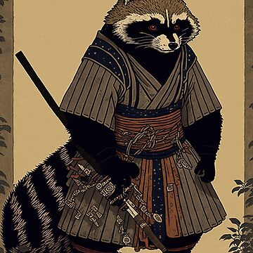 "Raccoon Samurai" Sticker for Sale by luisraultg | Redbubble