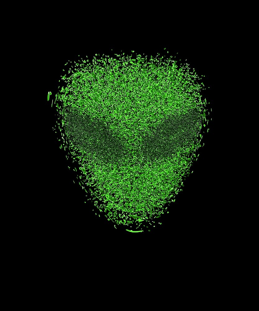"Green Glittery Extraterrestrial Alien Head" by peaktee | Redbubble