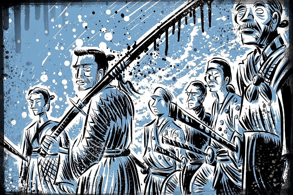 "Seven Samurai Art Akira Kurosawa film movie illustration sword kung fu ...