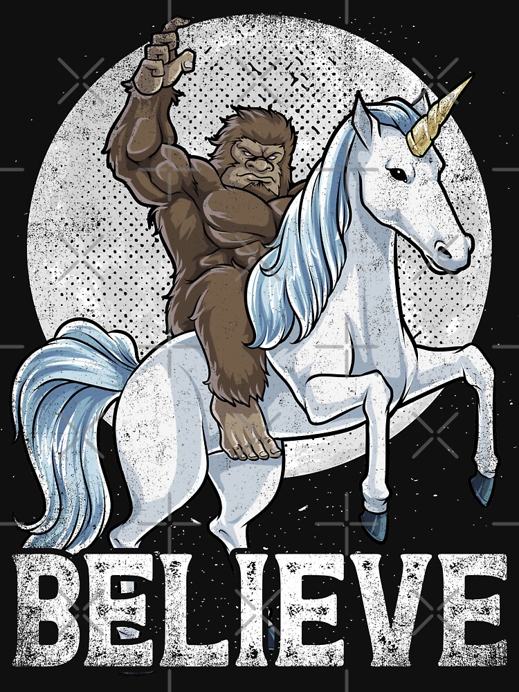 Bigfoot Riding Unicorn T Shirt Funny Sasquatch Vintage Tees T Shirt