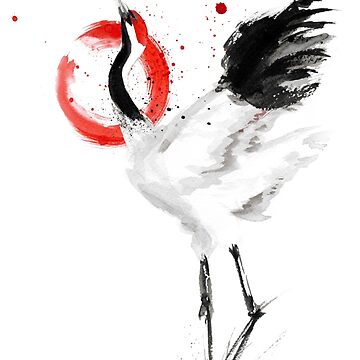 "Japanese Crane" Sticker for Sale by doriana | Redbubble
