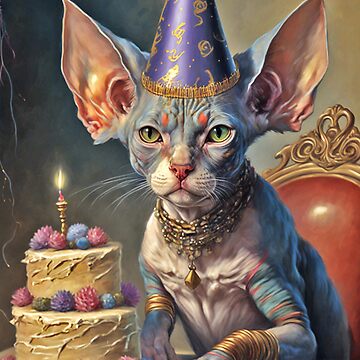 "Sphinx Cat Birthday Card" Sticker for Sale by candiscamera | Redbubble