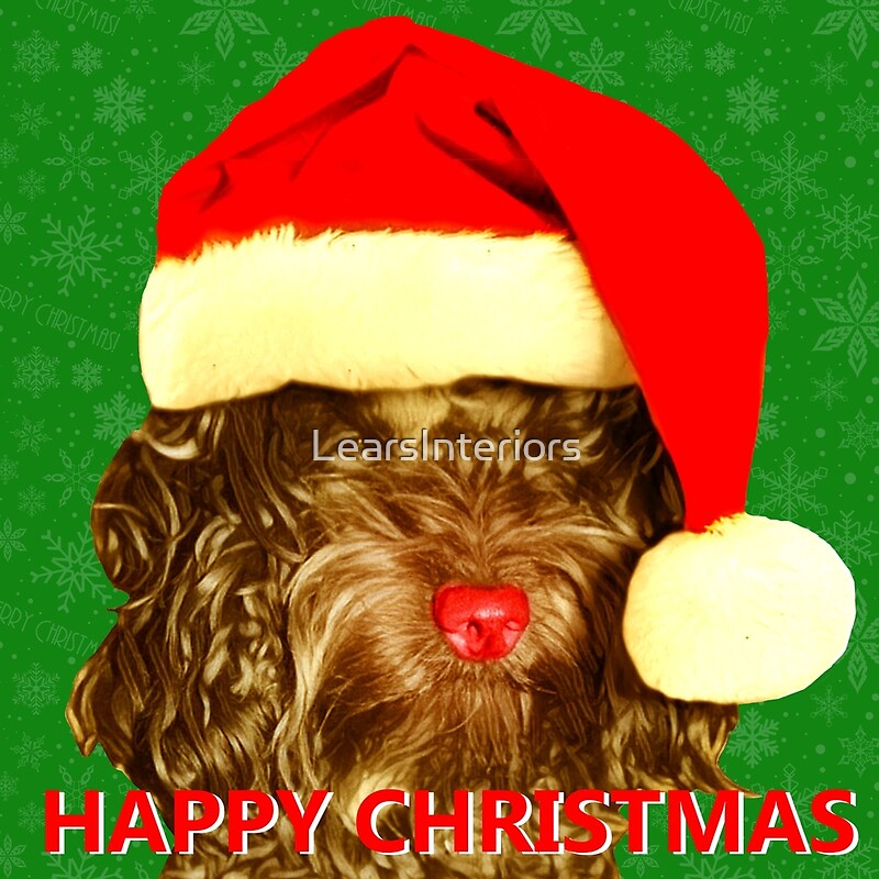"Cockapoo Happy Christmas Picture" by LearsInteriors | Redbubble