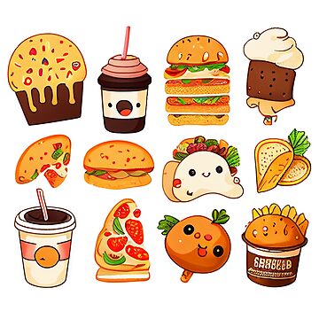 "#6 Cute happy food sticker pack" Sticker for Sale by KawaiiFoodArt ...