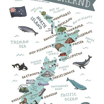 "Map of New Zealand" Sticker for Sale by thosepencils | Redbubble