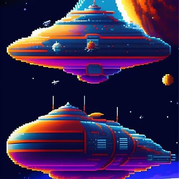 "Pixel NFT art spaceship Blockchain " Sticker for Sale by CyberArtsy ...