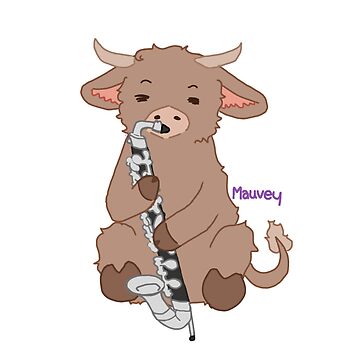 "fluffy cow playing bass clarinet" Sticker for Sale by practiceyourins ...