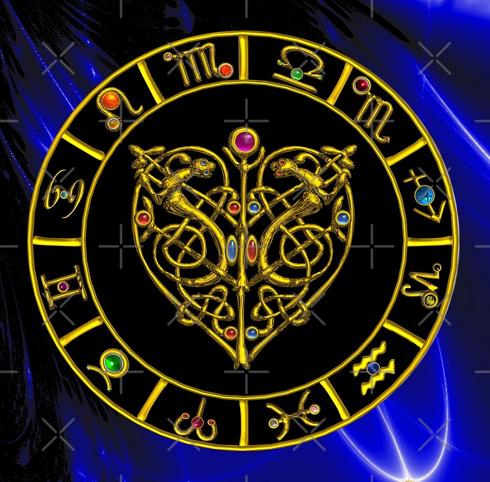 " GOLD ZODIAC CHART AND ASTRAL HEART WITH CELTIC KNOTS " by ...