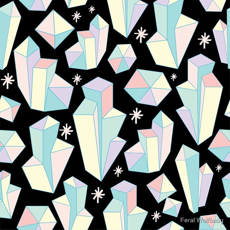 "Cool Pastel Geometric Crystals Pattern" by Feral Wolfbaby | Redbubble
