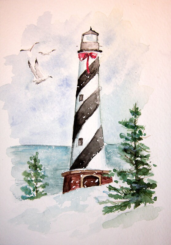 "Christmas Lighthouse" by LuAnnDunkinson | Redbubble