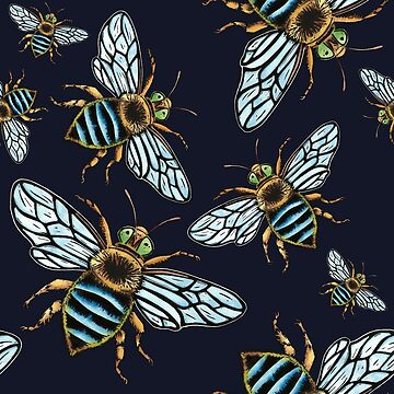 "Lino Print Blue Banded Bee " Sleeveless Top for Sale by Ohlittlespark ...