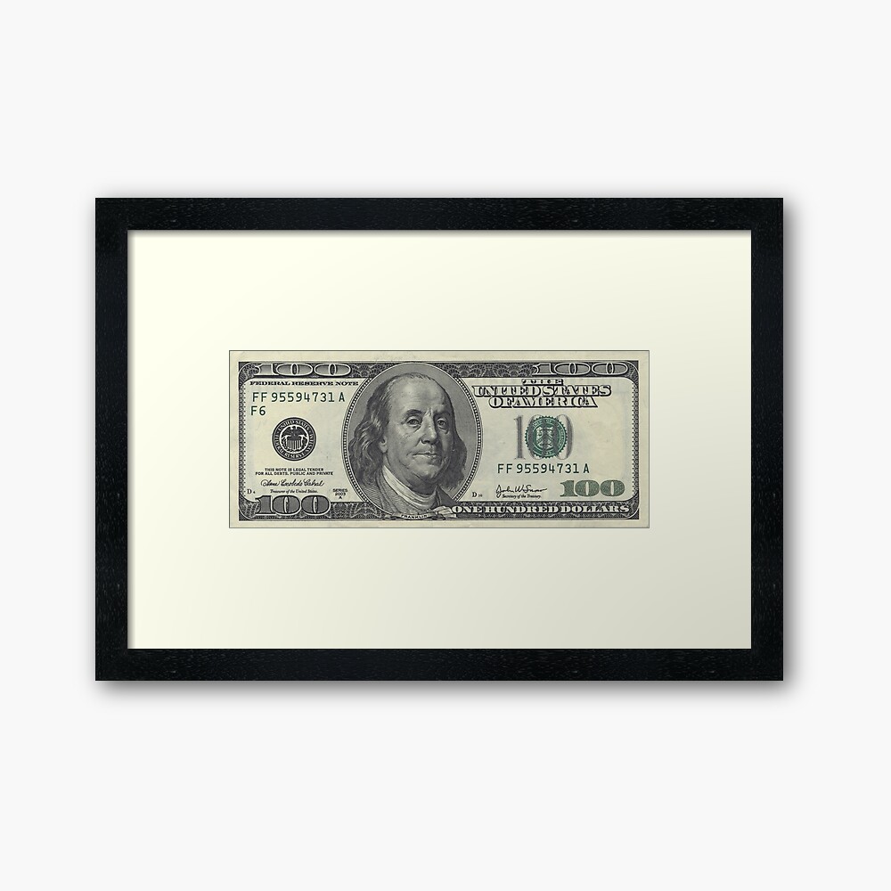 "100 dollar bill" Framed Art Print by mrEdvin | Redbubble
