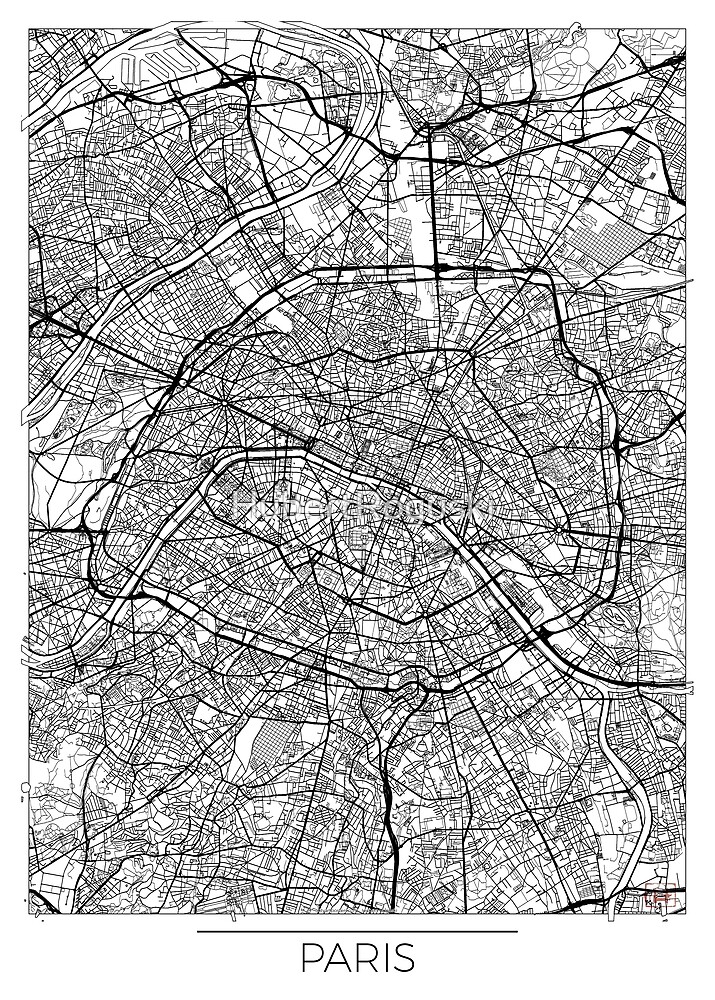 "Paris Map Minimal" by HubertRoguski | Redbubble