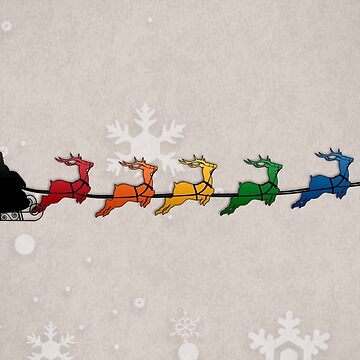 "Santa and Sleigh with LGBTQ Pride Rainbow Reindeer Christmas Design ...