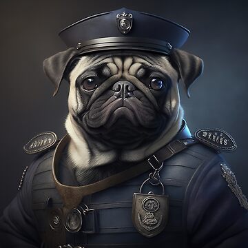 "Fun with Pugs - Police Officer Pug" Sticker for Sale by KieraJewel ...