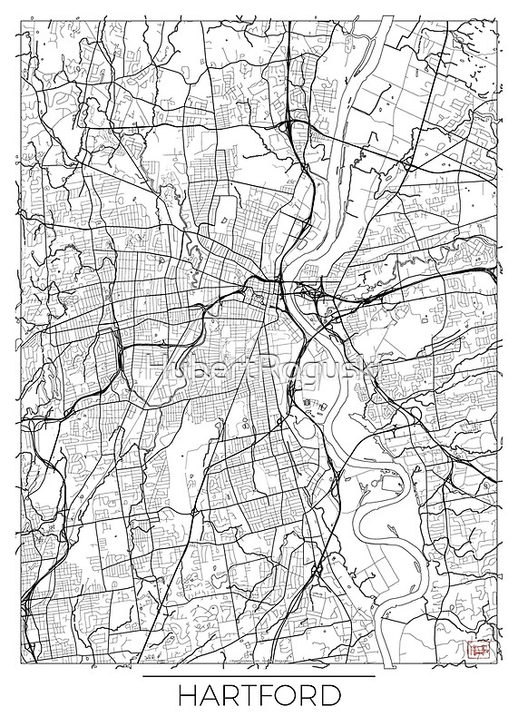 "Hartford Map Minimal" by HubertRoguski | Redbubble
