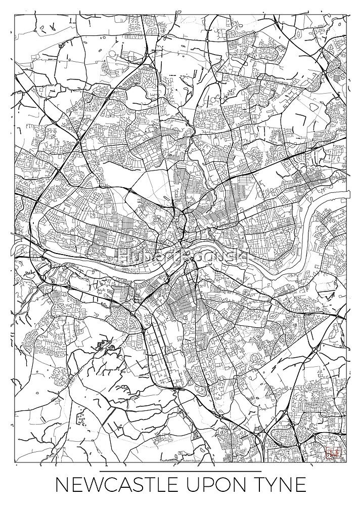 "Newcastle upon Tyne Map Minimal" by HubertRoguski | Redbubble