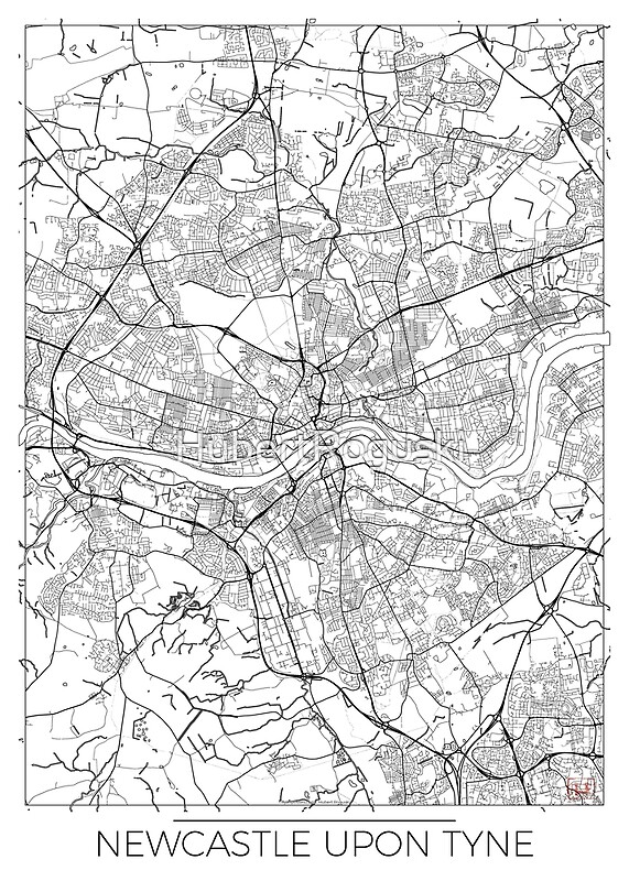 "Newcastle upon Tyne Map Minimal" by HubertRoguski | Redbubble