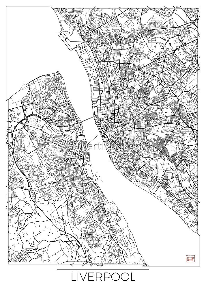 "Liverpool Map Minimal" by HubertRoguski | Redbubble