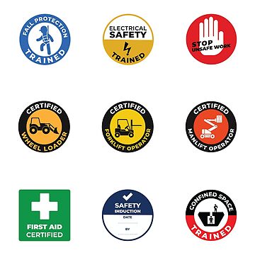 "Hard hat Safety badges, safety first" Poster for Sale by Mqyou | Redbubble