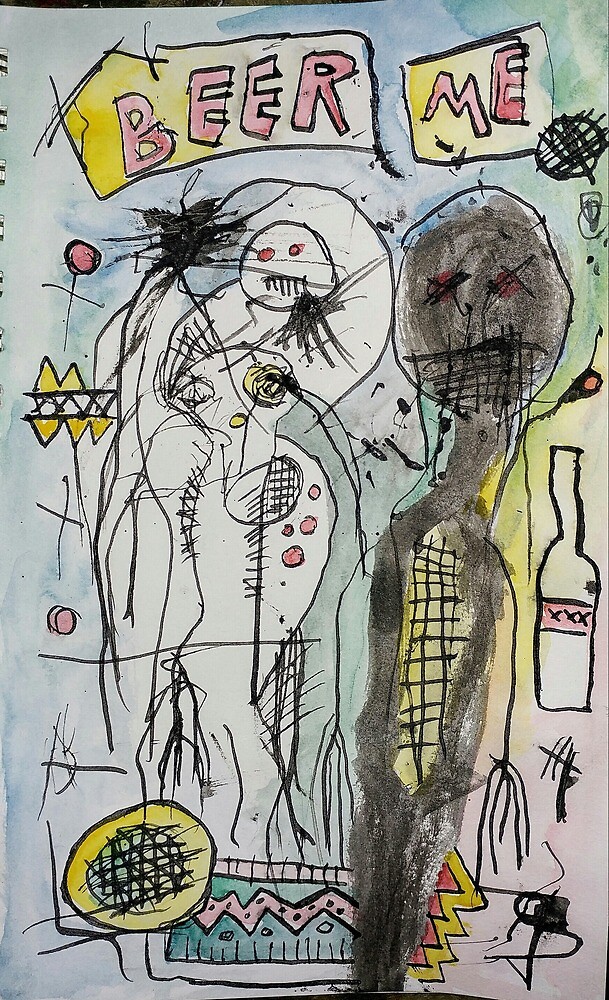 "Basquait inspired Beer Me Art" by Angus Carter | Redbubble