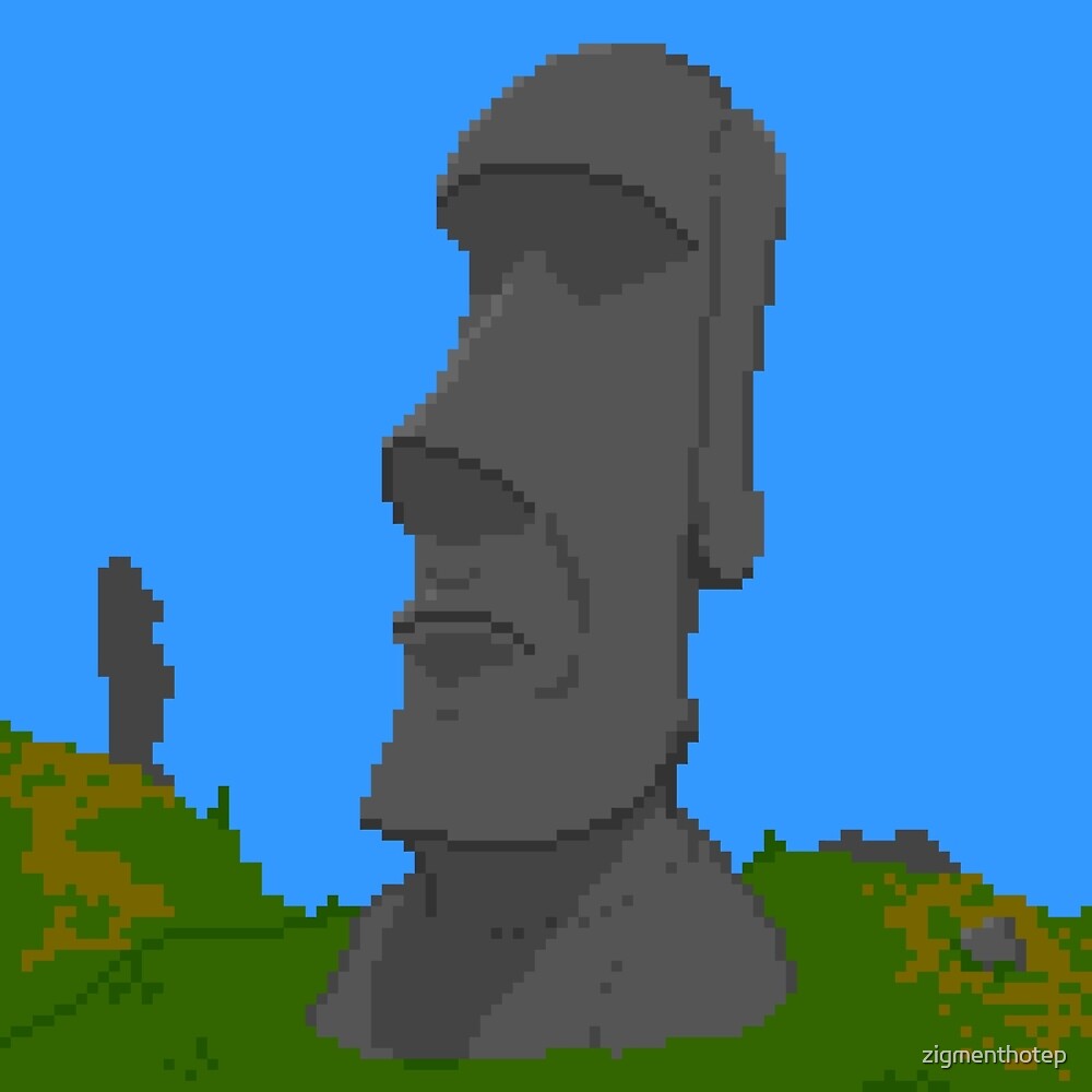 "Pixel Moai" by zigmenthotep | Redbubble