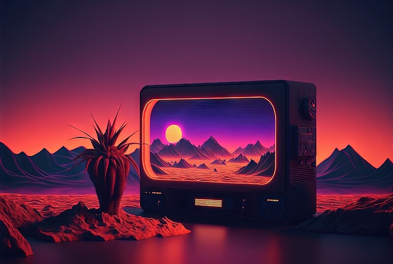 "Synthwave Screen: Streaming the Retro Future" by MulletMonkey | Redbubble