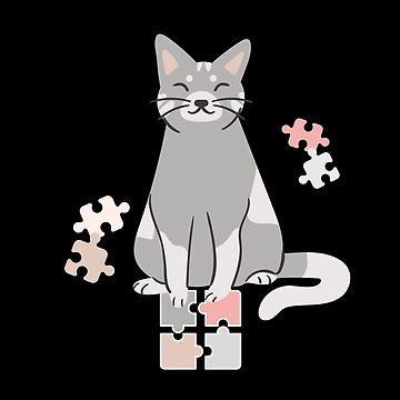 "Autistic Cat With Puzzle Icons" Sticker for Sale by Asmaadesigner ...