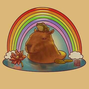 "Capybara and Frog Rainbow" Sticker for Sale by DingHuArt | Redbubble